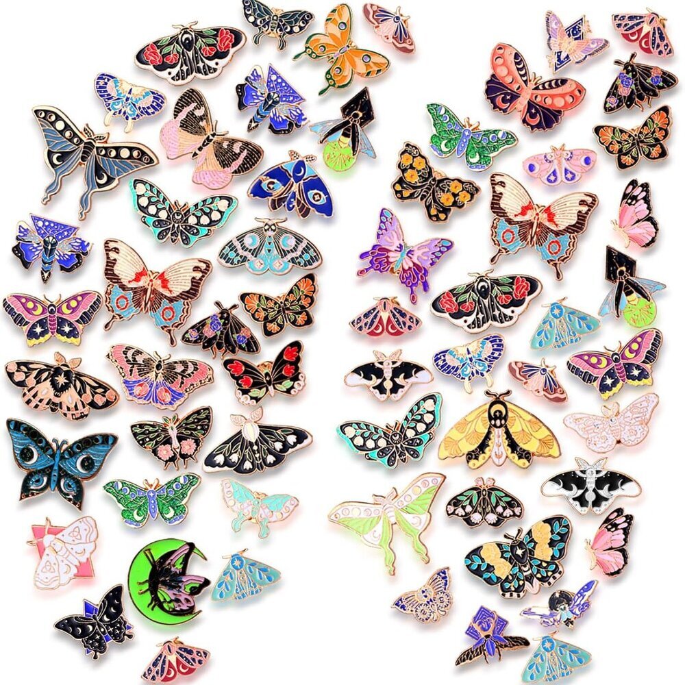 100 Pcs Butterfly Enamel Pins Bulk Cute Backpack Lape… - Gem